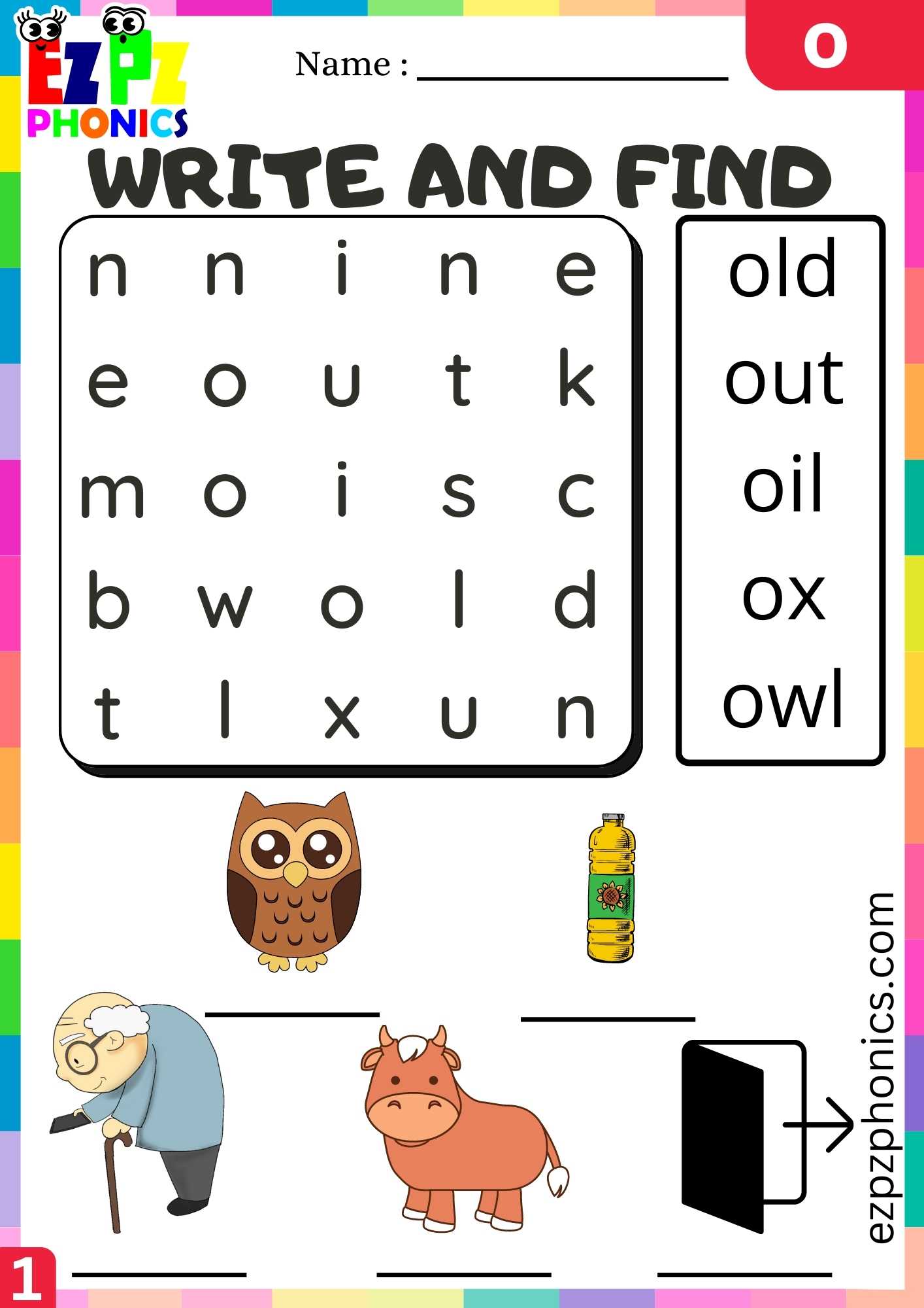Letter O Write And Find Beginning Sounds Worksheet - ezpzphonics.com